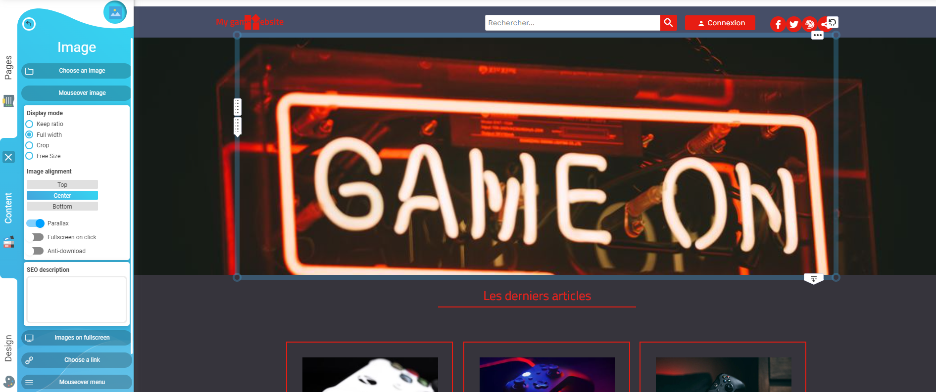 Create a gaming website easily