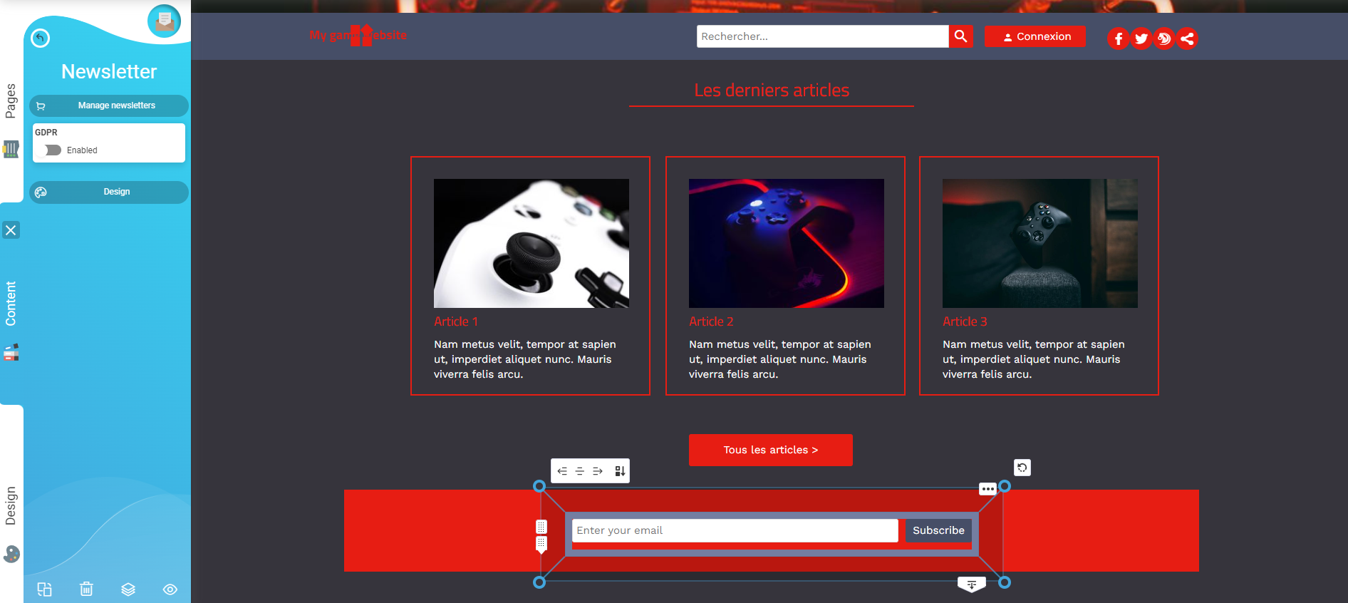 Create a gaming website easily