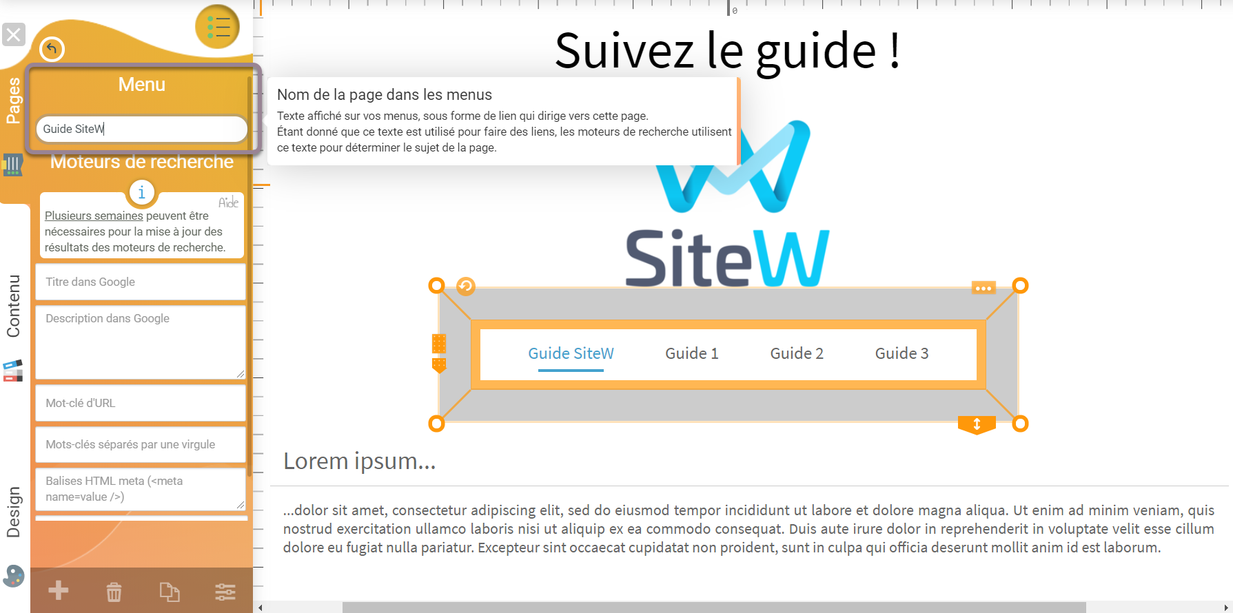 Comment modifier les textes de son site internet SiteW